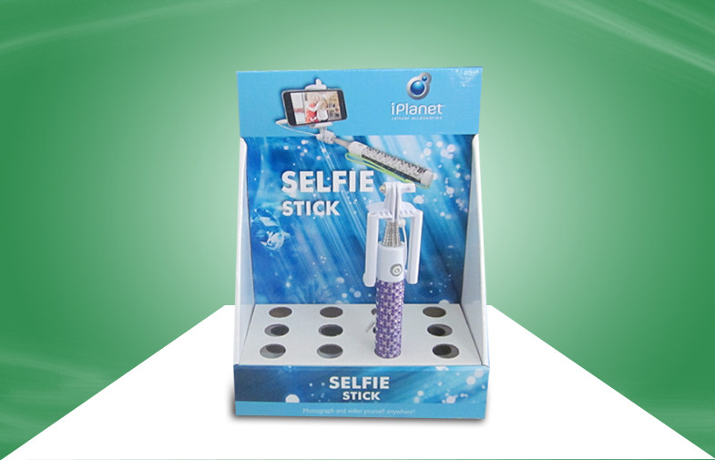 Blue Customized Cardboard Countertop Displays , Assemble Retail Counter ...