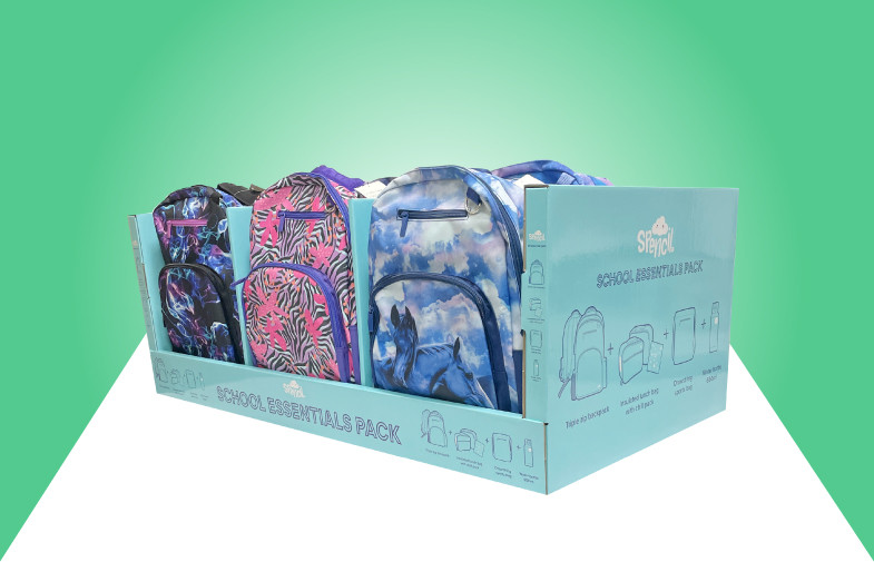 Costco Backbag Cardboard PDQ Trays , Stackup Design PDQ Display Boxes