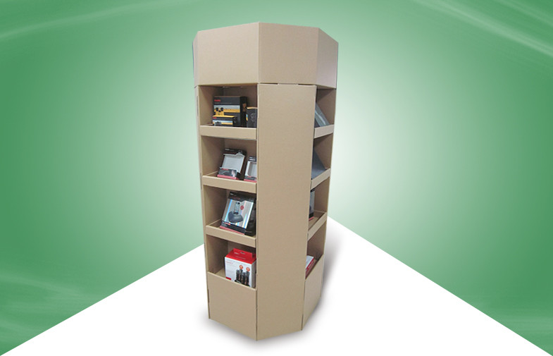 Portable 8 Face All Round Show Pos Cardboard Displays 4c Offset Printing